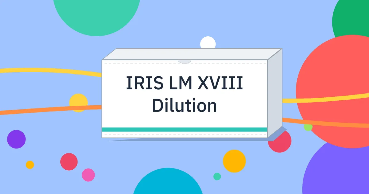Symbolbild: Packung mit der Aufschrift IRIS LM XVIII Dilution (PZN 04495300) – Verfügbarkeit und Bezug in Apotheken in Frankfurt am Main