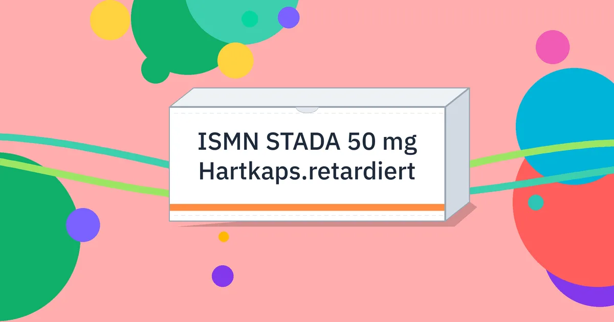 Symbolbild: Packung mit der Aufschrift ISMN STADA 50 mg Hartkaps.retardiert (PZN 07666618) – Verfügbarkeit und Bezug in Apotheken in Frankfurt am Main