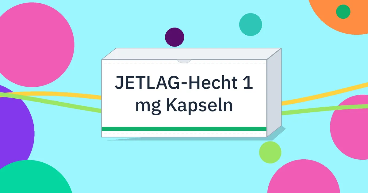 Symbolbild: Packung mit der Aufschrift JETLAG-Hecht 1 mg Kapseln (PZN 06832486) – Verfügbarkeit und Bezug in Apotheken in Frankfurt am Main