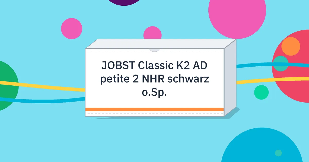 Symbolbild: Packung mit der Aufschrift JOBST Classic K2 AD petite 2 NHR schwarz o.Sp. (PZN 13061440) – Verfügbarkeit und Bezug in Apotheken in Frankfurt am Main