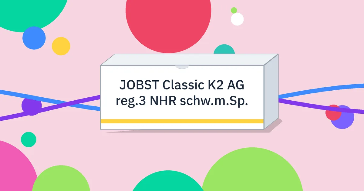 Symbolbild: Packung mit der Aufschrift JOBST Classic K2 AG reg.3 NHR schw.m.Sp. (PZN 10727298) – Verfügbarkeit und Bezug in Apotheken in Frankfurt am Main