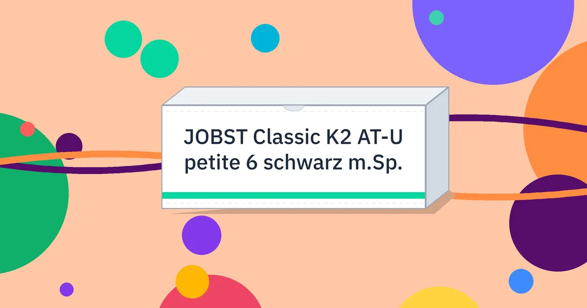 Symbolbild: Packung mit der Aufschrift JOBST Classic K2 AT-U petite 6 schwarz m.Sp. (PZN 13068258) – Verfügbarkeit und Bezug in Apotheken in Frankfurt am Main