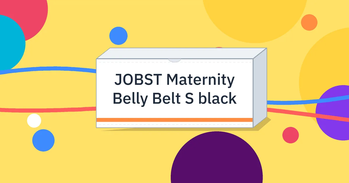 Symbolbild: Packung mit der Aufschrift JOBST Maternity Belly Belt S black (PZN 18311278) – Verfügbarkeit und Bezug in Apotheken in Frankfurt am Main