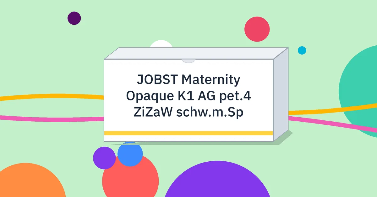 Symbolbild: Packung mit der Aufschrift JOBST Maternity Opaque K1 AG pet.4 ZiZaW schw.m.Sp (PZN 15852766) – Verfügbarkeit und Bezug in Apotheken in Frankfurt am Main