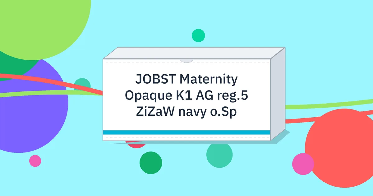 Symbolbild: Packung mit der Aufschrift JOBST Maternity Opaque K1 AG reg.5 ZiZaW navy o.Sp (PZN 15859478) – Verfügbarkeit und Bezug in Apotheken in Frankfurt am Main