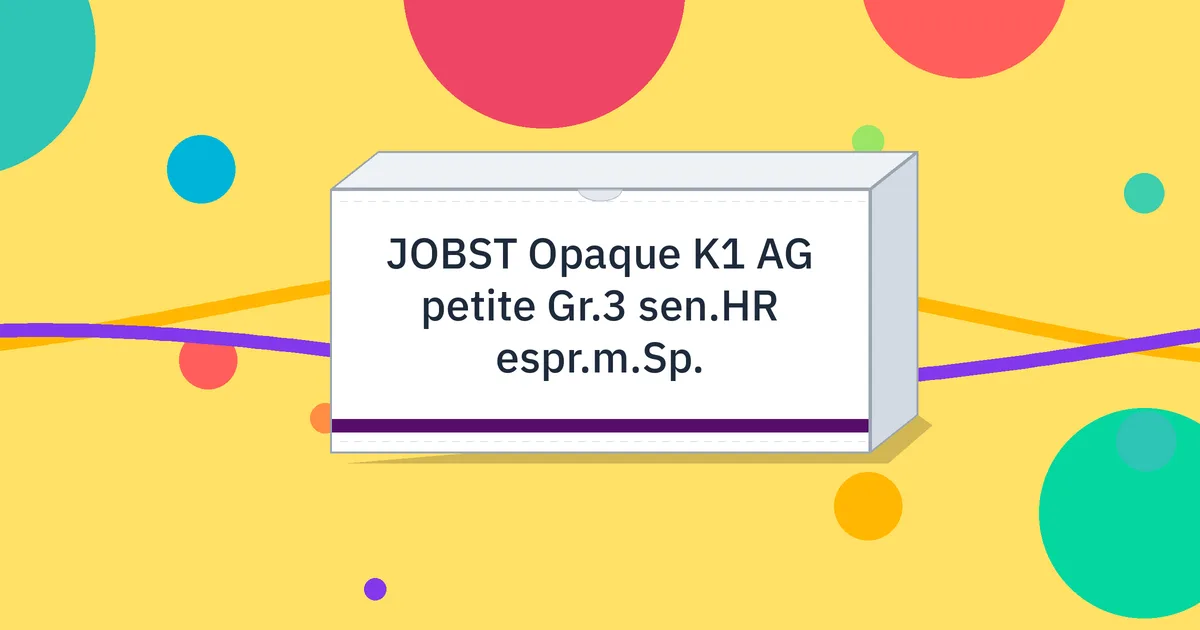Symbolbild: Packung mit der Aufschrift JOBST Opaque K1 AG petite Gr.3 sen.HR espr.m.Sp. (PZN 16271089) – Verfügbarkeit und Bezug in Apotheken in Frankfurt am Main