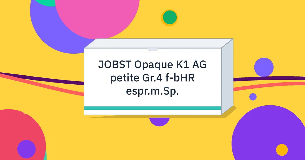 Symbolbild: Packung mit der Aufschrift JOBST Opaque K1 AG petite Gr.4 f-bHR espr.m.Sp. (PZN 16270517) – Verfügbarkeit und Bezug in Apotheken in Frankfurt am Main