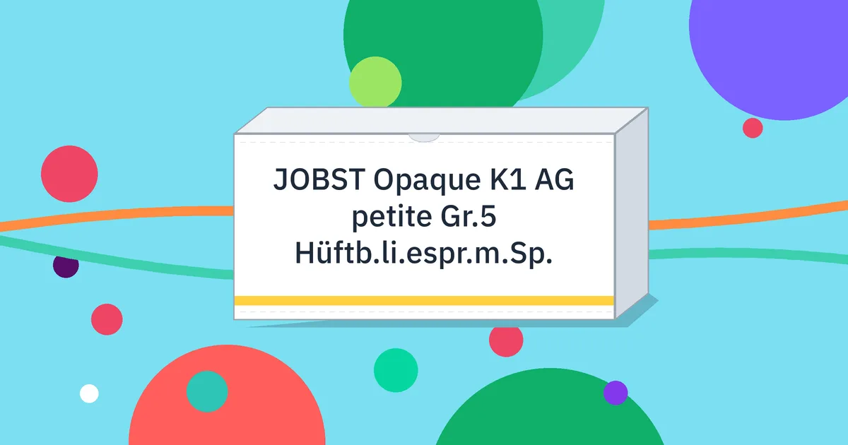 Symbolbild: Packung mit der Aufschrift JOBST Opaque K1 AG petite Gr.5 Hüftb.li.espr.m.Sp. (PZN 16274047) – Verfügbarkeit und Bezug in Apotheken in Frankfurt am Main