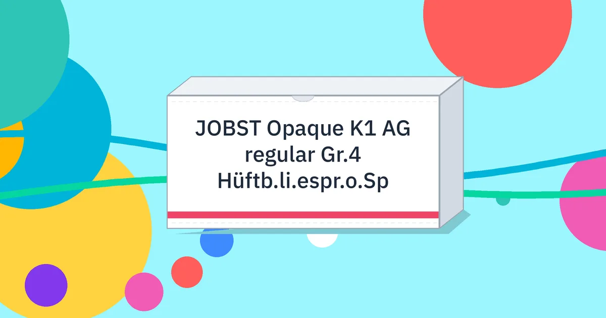 Symbolbild: Packung mit der Aufschrift JOBST Opaque K1 AG regular Gr.4 Hüftb.li.espr.o.Sp (PZN 16272723) – Verfügbarkeit und Bezug in Apotheken in Frankfurt am Main