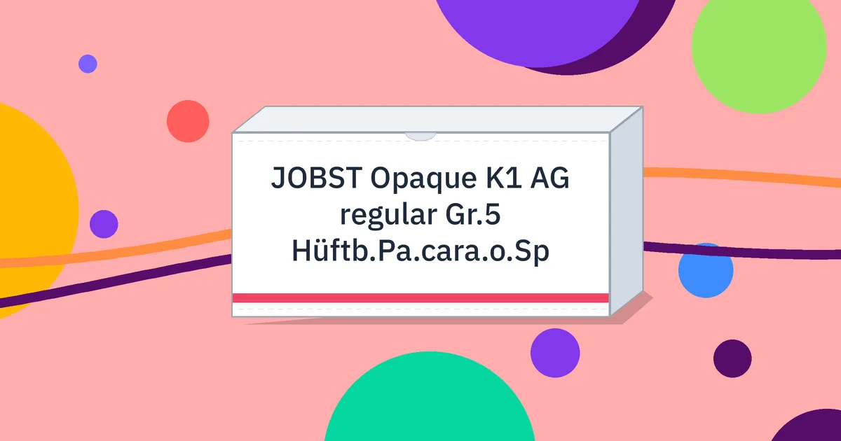 Symbolbild: Packung mit der Aufschrift JOBST Opaque K1 AG regular Gr.5 Hüftb.Pa.cara.o.Sp (PZN 13100795) – Verfügbarkeit und Bezug in Apotheken in Frankfurt am Main