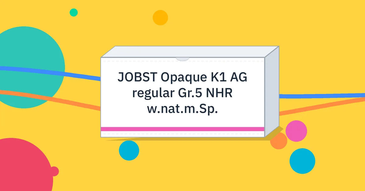 Symbolbild: Packung mit der Aufschrift JOBST Opaque K1 AG regular Gr.5 NHR w.nat.m.Sp. (PZN 13092096) – Verfügbarkeit und Bezug in Apotheken in Frankfurt am Main