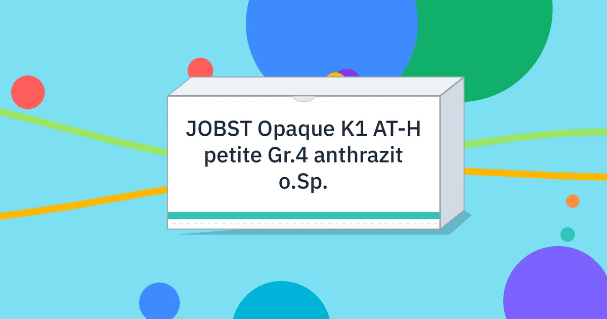 Symbolbild: Packung mit der Aufschrift JOBST Opaque K1 AT-H petite Gr.4 anthrazit o.Sp. (PZN 16276023) – Verfügbarkeit und Bezug in Apotheken in Frankfurt am Main