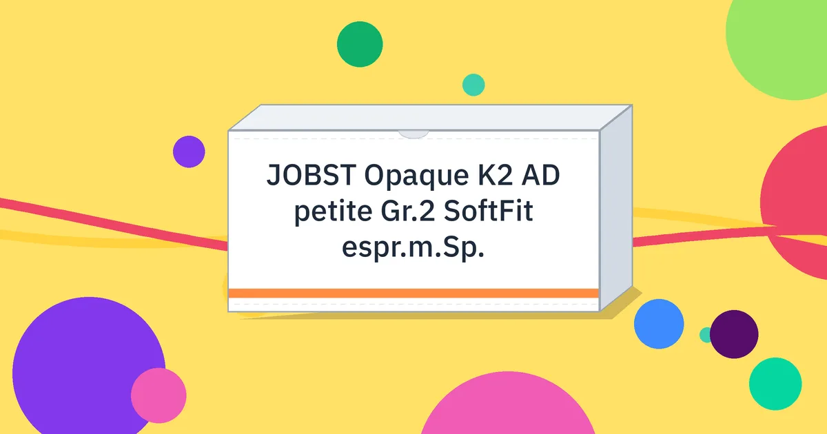 Symbolbild: Packung mit der Aufschrift JOBST Opaque K2 AD petite Gr.2 SoftFit espr.m.Sp. (PZN 16279352) – Verfügbarkeit und Bezug in Apotheken in Frankfurt am Main