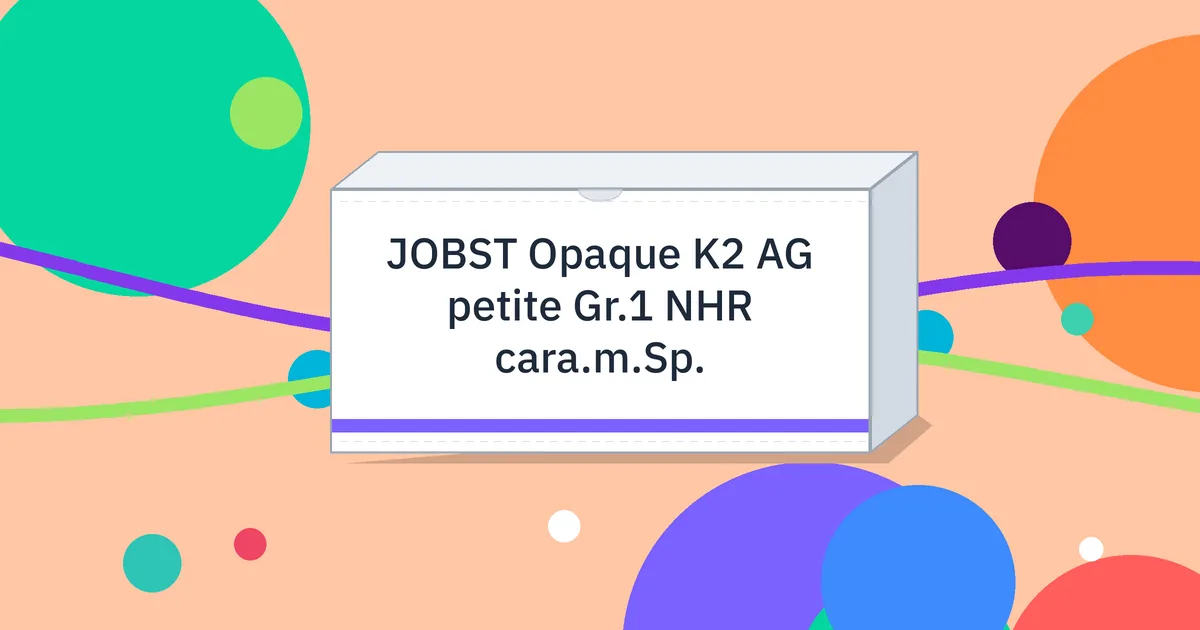 Symbolbild: Packung mit der Aufschrift JOBST Opaque K2 AG petite Gr.1 NHR cara.m.Sp. (PZN 11255074) – Verfügbarkeit und Bezug in Apotheken in Frankfurt am Main