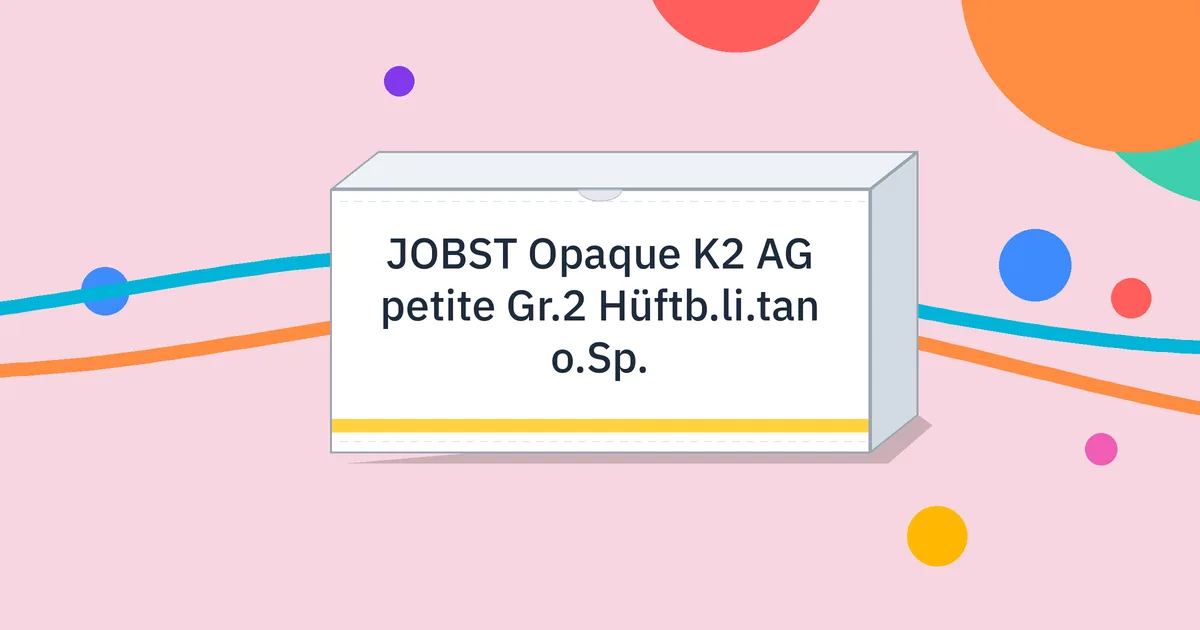 Symbolbild: Packung mit der Aufschrift JOBST Opaque K2 AG petite Gr.2 Hüftb.li.tan o.Sp. (PZN 16288173) – Verfügbarkeit und Bezug in Apotheken in Frankfurt am Main