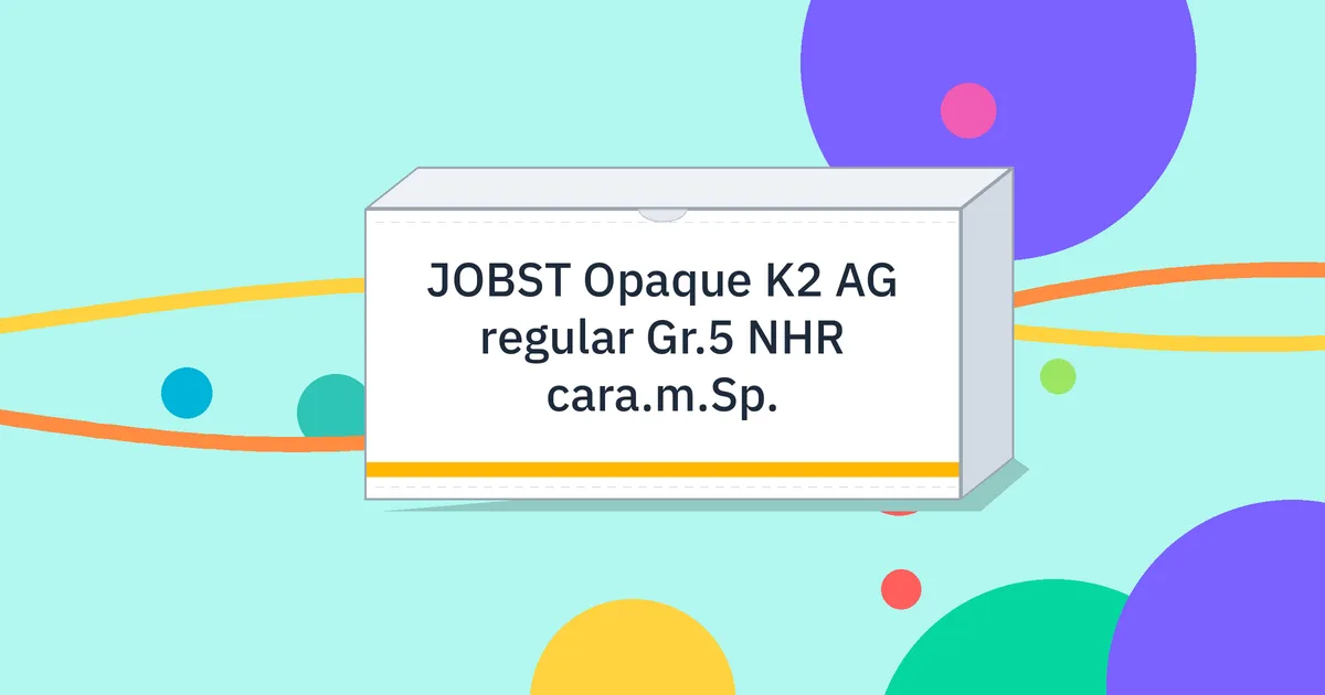 Symbolbild: Packung mit der Aufschrift JOBST Opaque K2 AG regular Gr.5 NHR cara.m.Sp. (PZN 11252704) – Verfügbarkeit und Bezug in Apotheken in Frankfurt am Main