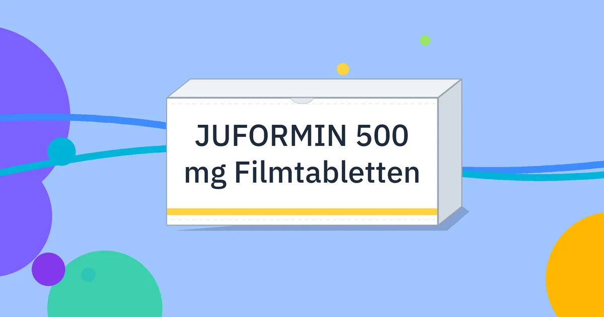 Symbolbild: Packung mit der Aufschrift JUFORMIN 500 mg Filmtabletten (PZN 15398310) – Verfügbarkeit und Bezug in Apotheken in Frankfurt am Main