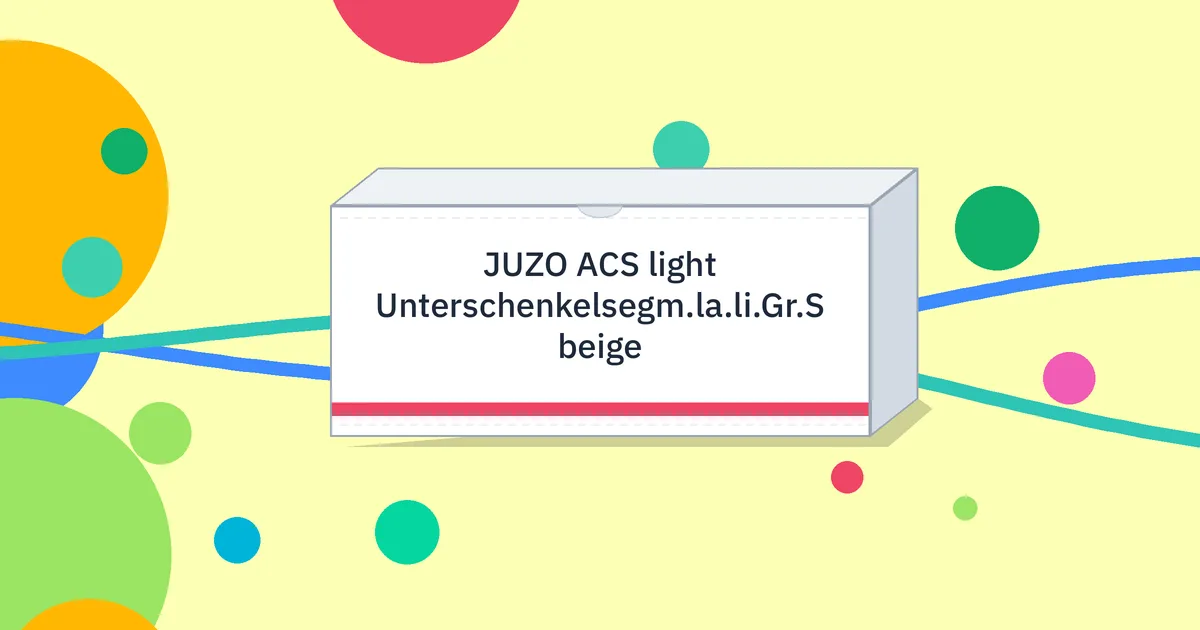 Symbolbild: Packung mit der Aufschrift JUZO ACS light Unterschenkelsegm.la.li.Gr.S beige (PZN 13885483) – Verfügbarkeit und Bezug in Apotheken in Frankfurt am Main