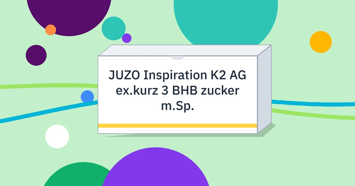 Symbolbild: Packung mit der Aufschrift JUZO Inspiration K2 AG ex.kurz 3 BHB zucker m.Sp. (PZN 14835205) – Verfügbarkeit und Bezug in Apotheken in Frankfurt am Main