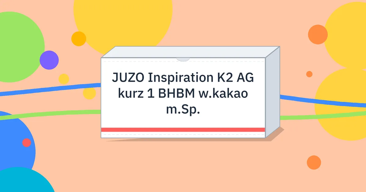 Symbolbild: Packung mit der Aufschrift JUZO Inspiration K2 AG kurz 1 BHBM w.kakao m.Sp. (PZN 14883635) – Verfügbarkeit und Bezug in Apotheken in Frankfurt am Main