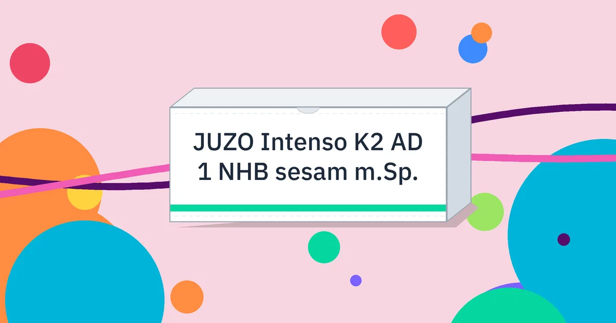 Symbolbild: Packung mit der Aufschrift JUZO Intenso K2 AD 1 NHB sesam m.Sp. (PZN 18609730) – Verfügbarkeit und Bezug in Apotheken in Frankfurt am Main