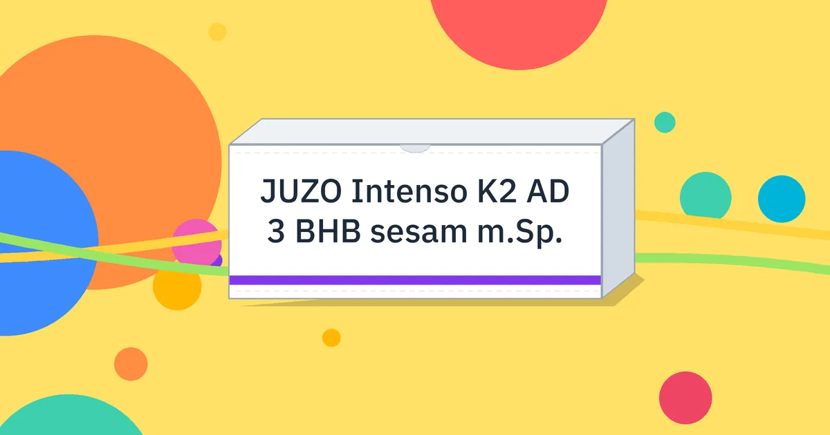 Symbolbild: Packung mit der Aufschrift JUZO Intenso K2 AD 3 BHB sesam m.Sp. (PZN 18613312) – Verfügbarkeit und Bezug in Apotheken in Frankfurt am Main