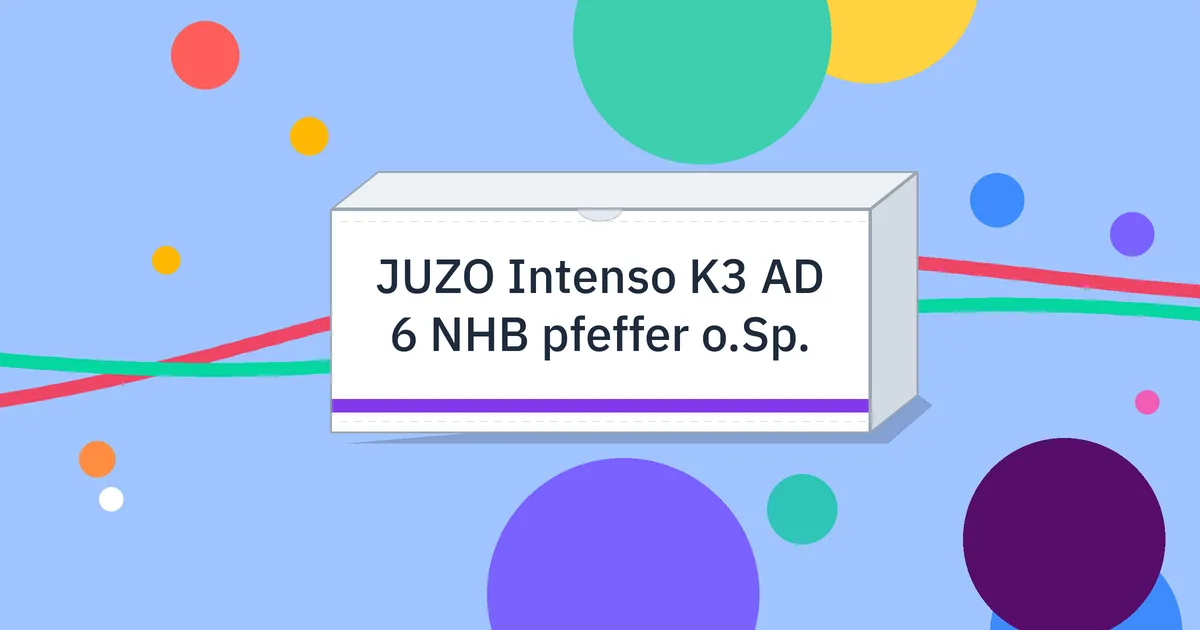 Symbolbild: Packung mit der Aufschrift JUZO Intenso K3 AD 6 NHB pfeffer o.Sp. (PZN 18641320) – Verfügbarkeit und Bezug in Apotheken in Frankfurt am Main