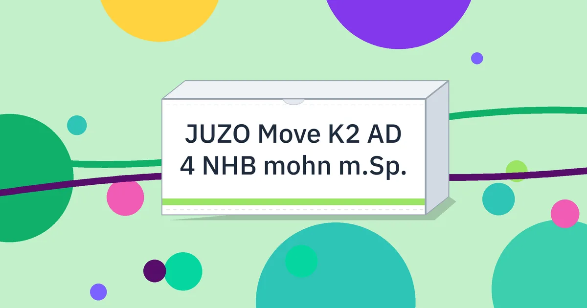 Symbolbild: Packung mit der Aufschrift JUZO Move K2 AD 4 NHB mohn m.Sp. (PZN 18539113) – Verfügbarkeit und Bezug in Apotheken in Frankfurt am Main