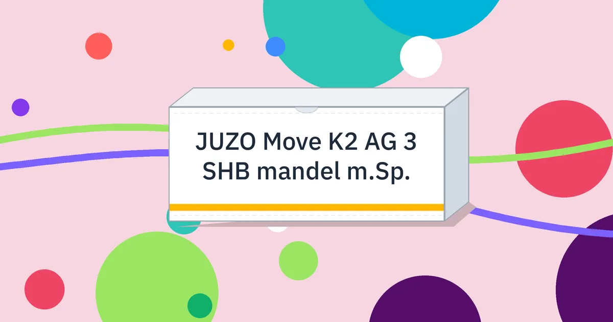 Symbolbild: Packung mit der Aufschrift JUZO Move K2 AG 3 SHB mandel m.Sp. (PZN 16651136) – Verfügbarkeit und Bezug in Apotheken in Frankfurt am Main