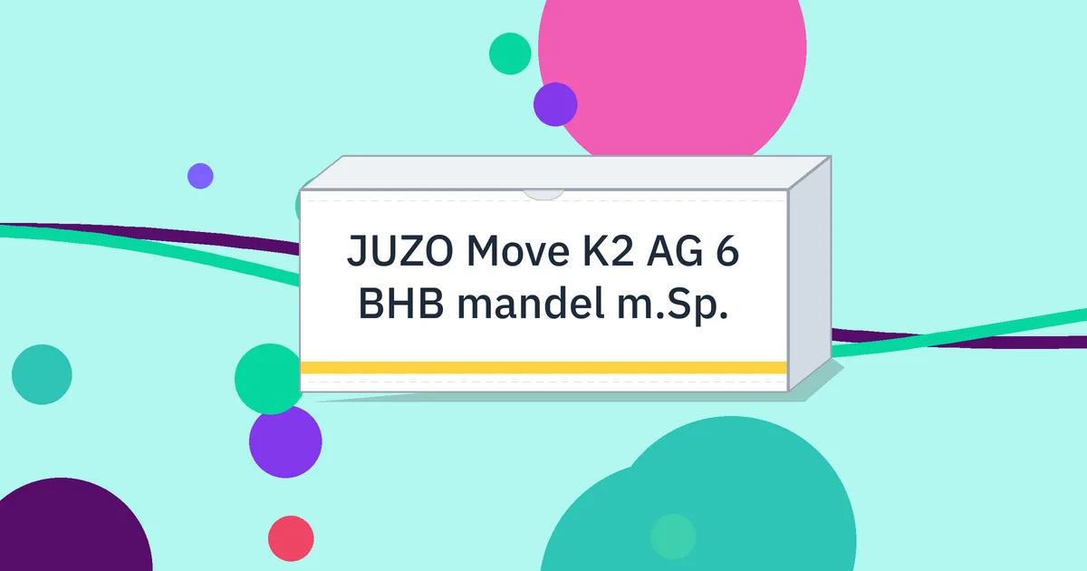 Symbolbild: Packung mit der Aufschrift JUZO Move K2 AG 6 BHB mandel m.Sp. (PZN 16637811) – Verfügbarkeit und Bezug in Apotheken in Frankfurt am Main