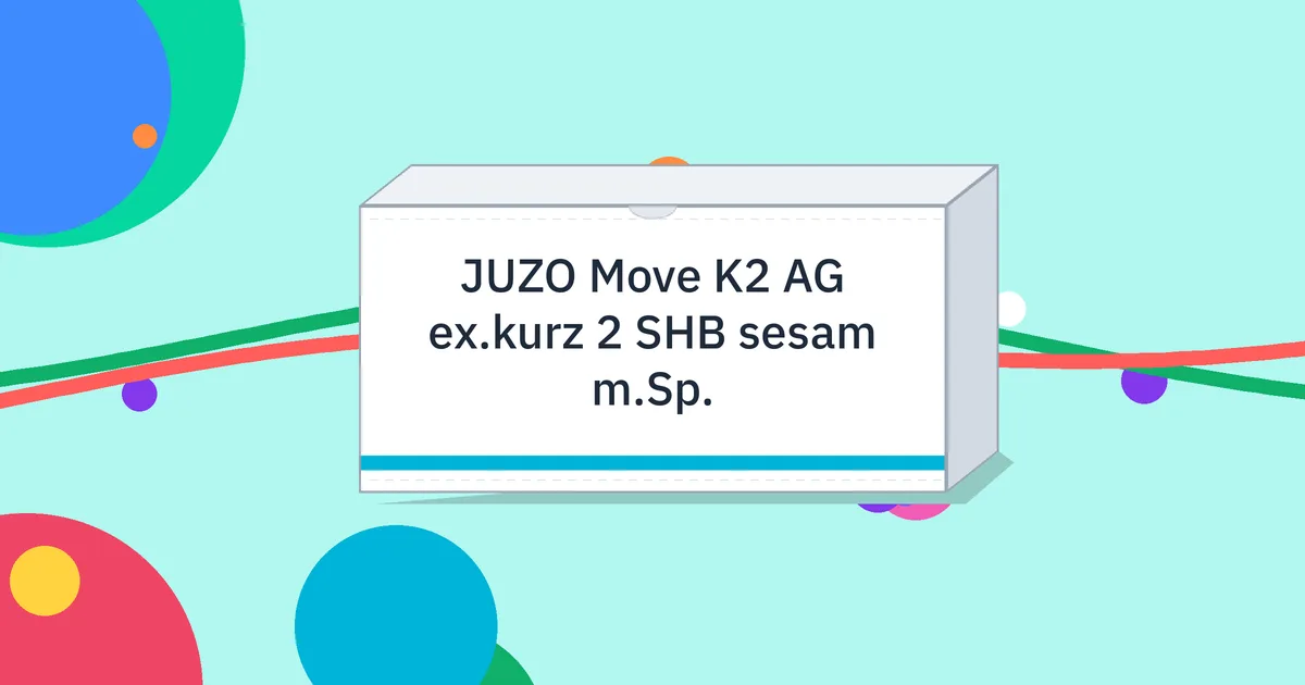 Symbolbild: Packung mit der Aufschrift JUZO Move K2 AG ex.kurz 2 SHB sesam m.Sp. (PZN 18531927) – Verfügbarkeit und Bezug in Apotheken in Frankfurt am Main