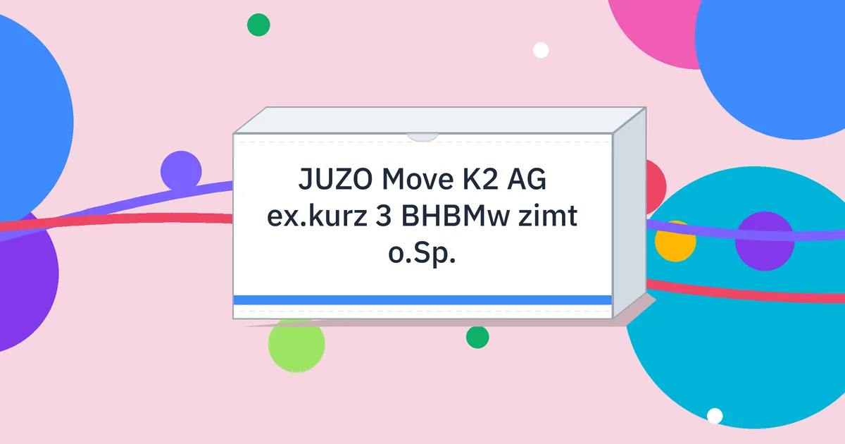 Symbolbild: Packung mit der Aufschrift JUZO Move K2 AG ex.kurz 3 BHBMw zimt o.Sp. (PZN 18534707) – Verfügbarkeit und Bezug in Apotheken in Frankfurt am Main