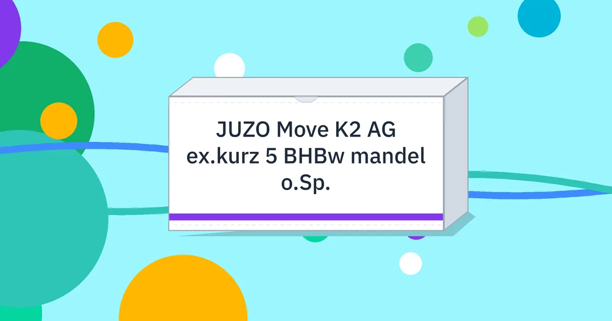 Symbolbild: Packung mit der Aufschrift JUZO Move K2 AG ex.kurz 5 BHBw mandel o.Sp. (PZN 16646224) – Verfügbarkeit und Bezug in Apotheken in Frankfurt am Main