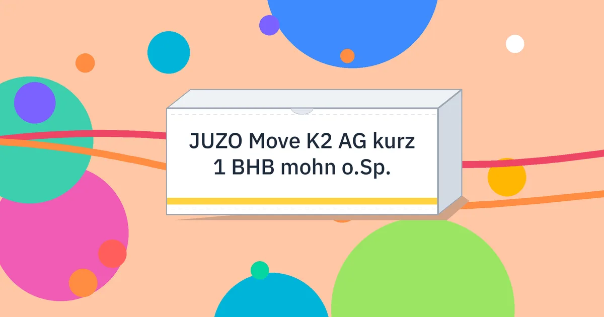 Symbolbild: Packung mit der Aufschrift JUZO Move K2 AG kurz 1 BHB mohn o.Sp. (PZN 18561727) – Verfügbarkeit und Bezug in Apotheken in Frankfurt am Main