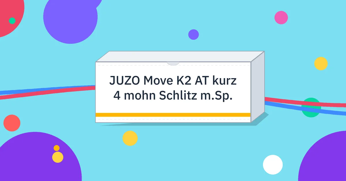 Symbolbild: Packung mit der Aufschrift JUZO Move K2 AT kurz 4 mohn Schlitz m.Sp. (PZN 20675102) – Verfügbarkeit und Bezug in Apotheken in Frankfurt am Main