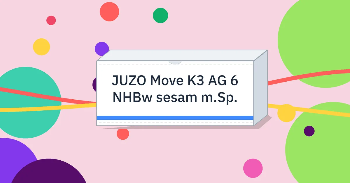 Symbolbild: Packung mit der Aufschrift JUZO Move K3 AG 6 NHBw sesam m.Sp. (PZN 18574641) – Verfügbarkeit und Bezug in Apotheken in Frankfurt am Main