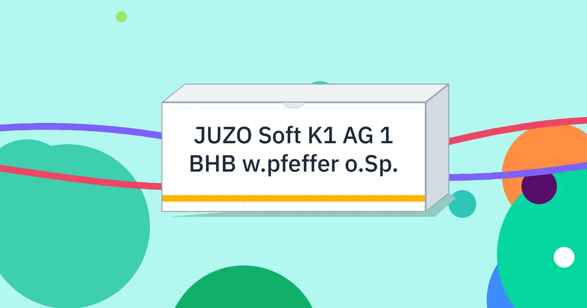 Symbolbild: Packung mit der Aufschrift JUZO Soft K1 AG 1 BHB w.pfeffer o.Sp. (PZN 14837256) – Verfügbarkeit und Bezug in Apotheken in Frankfurt am Main