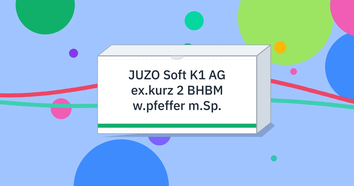 Symbolbild: Packung mit der Aufschrift JUZO Soft K1 AG ex.kurz 2 BHBM w.pfeffer m.Sp. (PZN 14864017) – Verfügbarkeit und Bezug in Apotheken in Frankfurt am Main