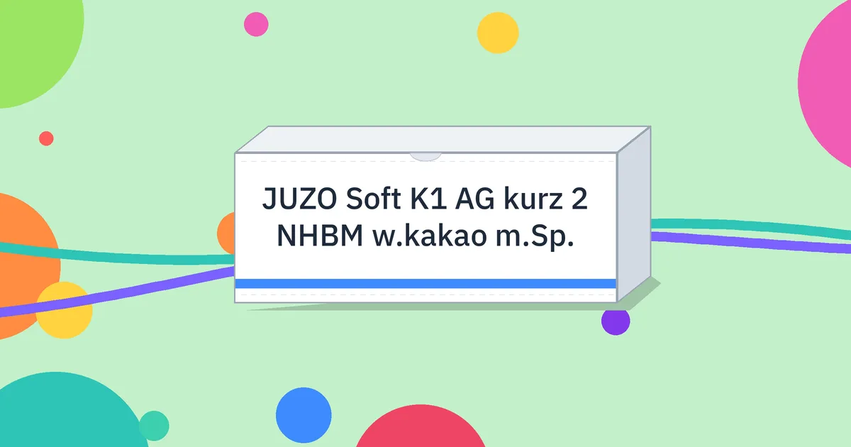 Symbolbild: Packung mit der Aufschrift JUZO Soft K1 AG kurz 2 NHBM w.kakao m.Sp. (PZN 15015987) – Verfügbarkeit und Bezug in Apotheken in Frankfurt am Main