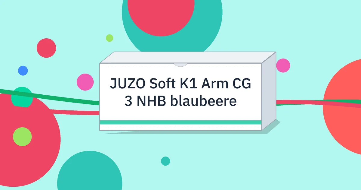 Symbolbild: Packung mit der Aufschrift JUZO Soft K1 Arm CG 3 NHB blaubeere (PZN 15507199) – Verfügbarkeit und Bezug in Apotheken in Frankfurt am Main