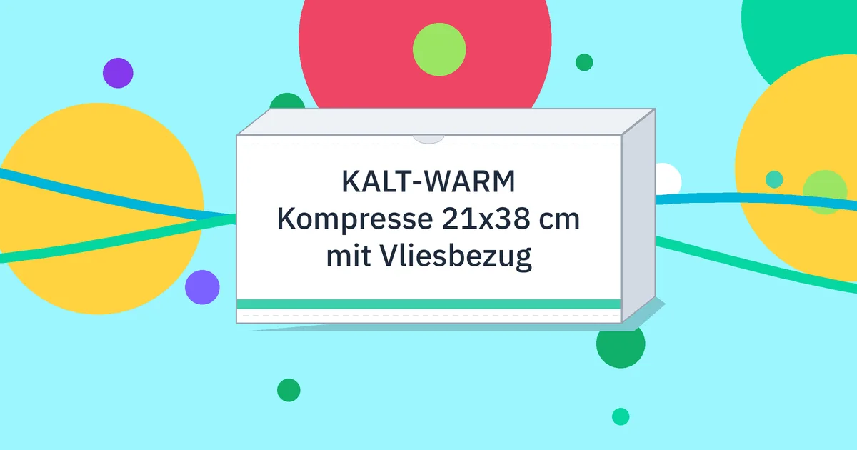 Symbolbild: Packung mit der Aufschrift KALT-WARM Kompresse 21x38 cm mit Vliesbezug (PZN 09441869) – Verfügbarkeit und Bezug in Apotheken in Frankfurt am Main