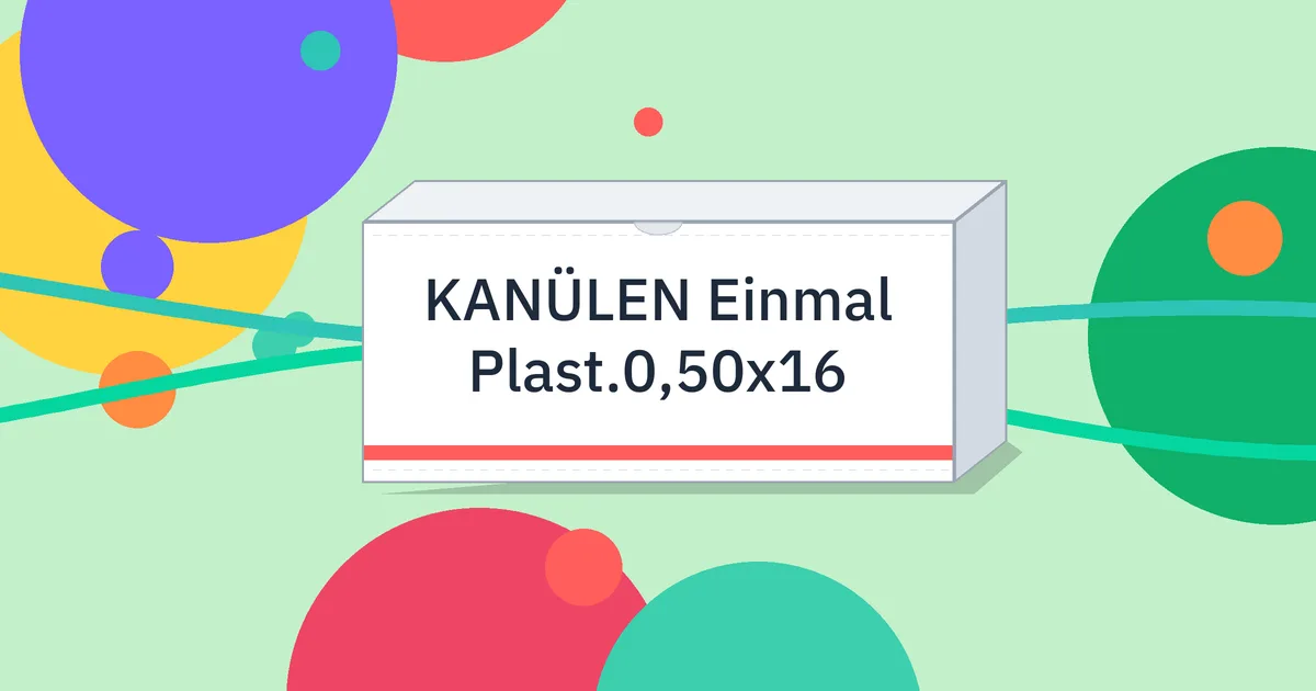 Symbolbild: Packung mit der Aufschrift KANÜLEN Einmal Plast.0,50x16 (PZN 01965283) – Verfügbarkeit und Bezug in Apotheken in Frankfurt am Main