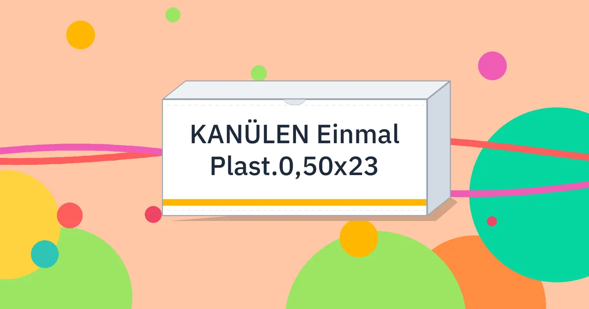 Symbolbild: Packung mit der Aufschrift KANÜLEN Einmal Plast.0,50x23 (PZN 01729186) – Verfügbarkeit und Bezug in Apotheken in Frankfurt am Main