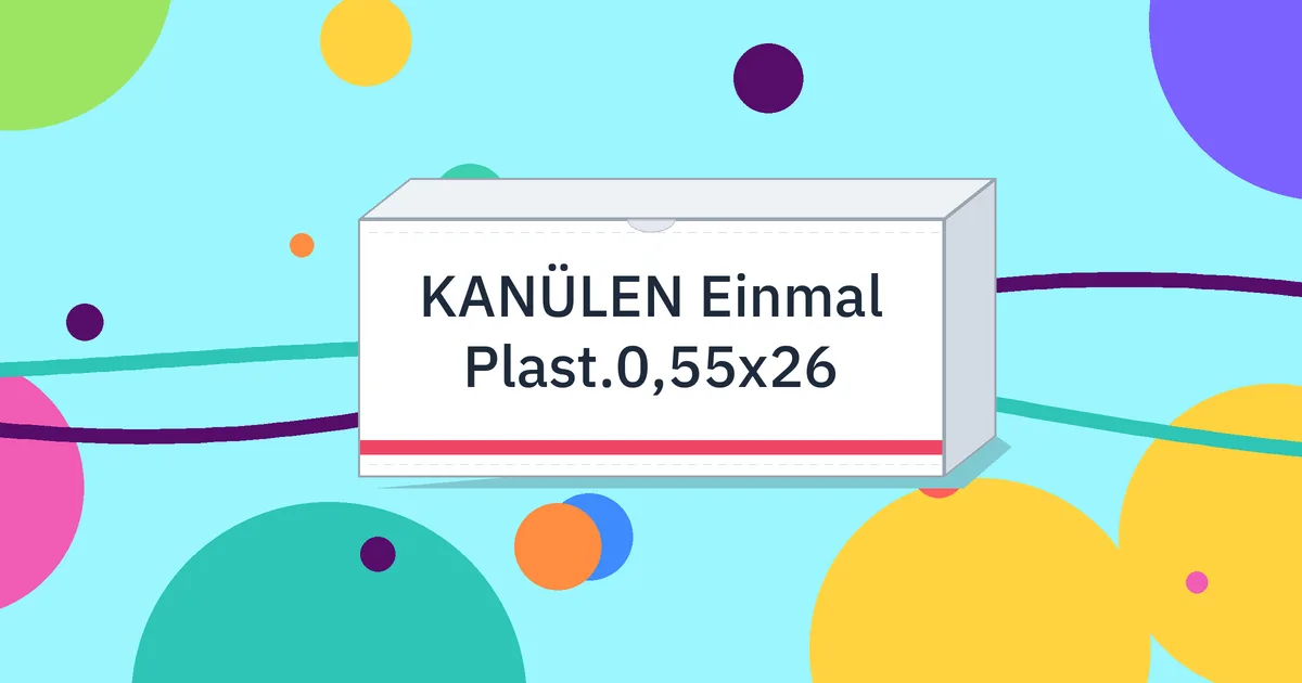 Symbolbild: Packung mit der Aufschrift KANÜLEN Einmal Plast.0,55x26 (PZN 01964556) – Verfügbarkeit und Bezug in Apotheken in Frankfurt am Main