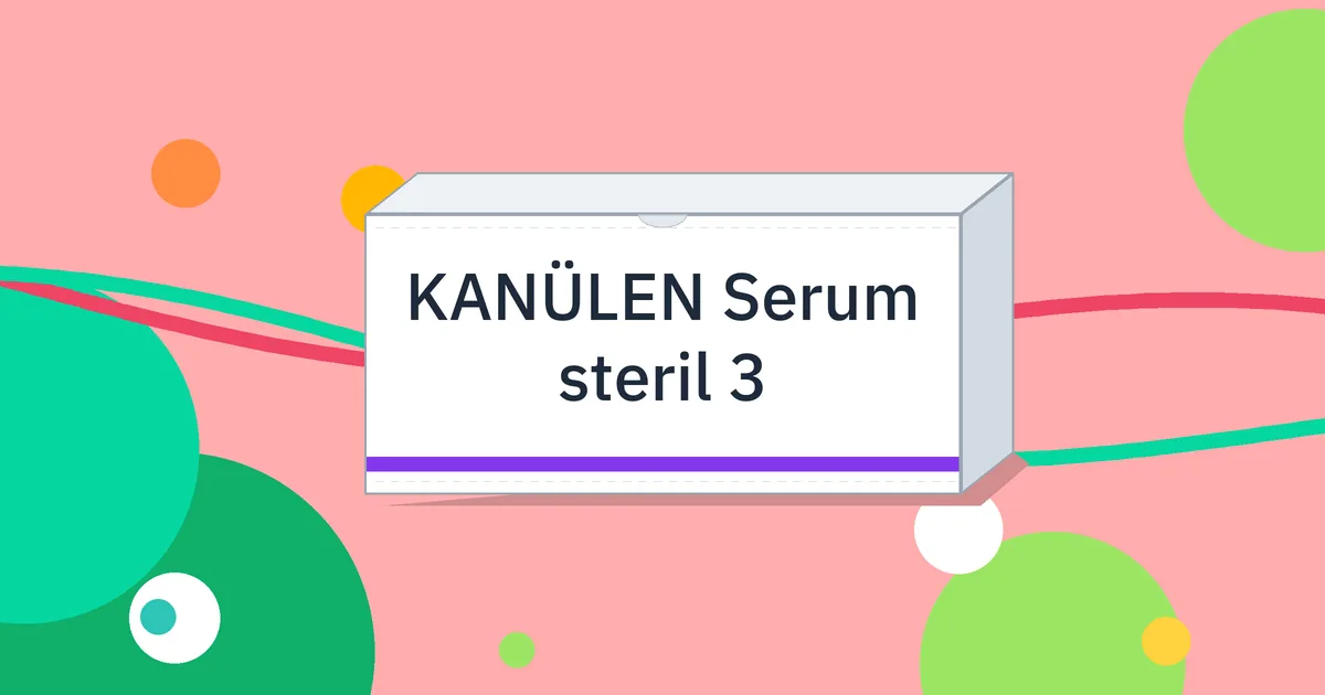 Symbolbild: Packung mit der Aufschrift KANÜLEN Serum steril 3 (PZN 01728867) – Verfügbarkeit und Bezug in Apotheken in Frankfurt am Main