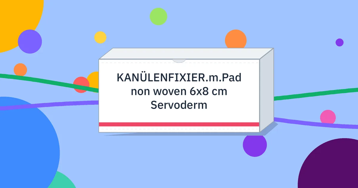 Symbolbild: Packung mit der Aufschrift KANÜLENFIXIER.m.Pad non woven 6x8 cm Servoderm (PZN 02512885) – Verfügbarkeit und Bezug in Apotheken in Frankfurt am Main