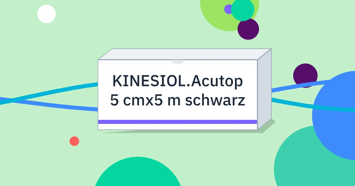 Symbolbild: Packung mit der Aufschrift KINESIOL.Acutop 5 cmx5 m schwarz (PZN 11140069) – Verfügbarkeit und Bezug in Apotheken in Frankfurt am Main