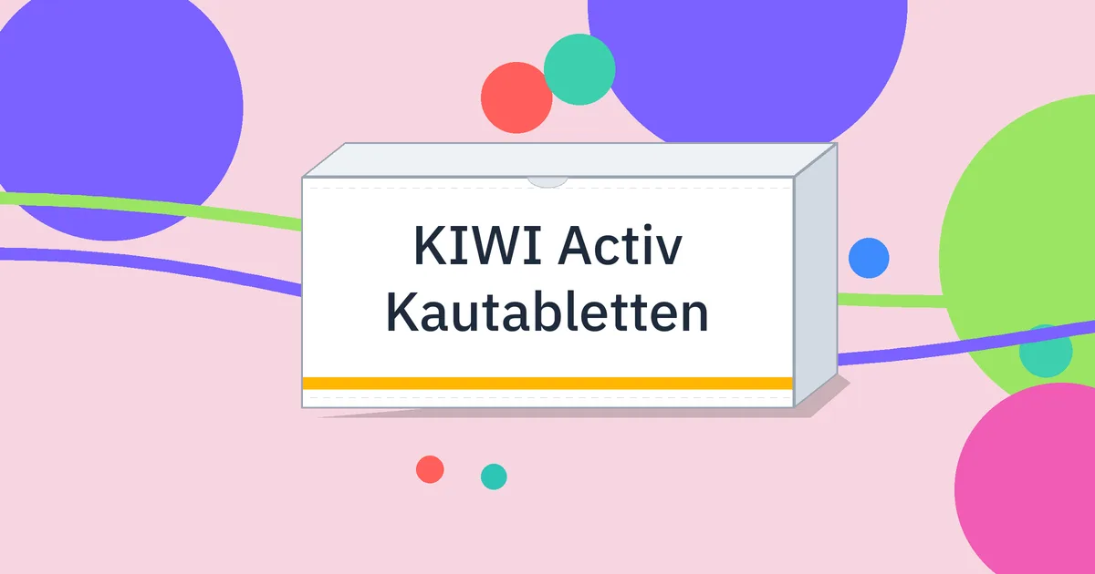 Symbolbild: Packung mit der Aufschrift KIWI Activ Kautabletten (PZN 08537917) – Verfügbarkeit und Bezug in Apotheken in Frankfurt am Main