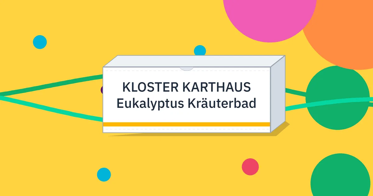 Symbolbild: Packung mit der Aufschrift KLOSTER KARTHAUS Eukalyptus Kräuterbad (PZN 01528677) – Verfügbarkeit und Bezug in Apotheken in Frankfurt am Main