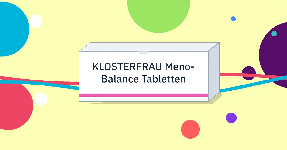 Symbolbild: Packung mit der Aufschrift KLOSTERFRAU Meno-Balance Tabletten (PZN 10390025) – Verfügbarkeit und Bezug in Apotheken in Frankfurt am Main